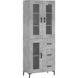 vidaXL - Highboard Betongrau 69,5x34x180 cm Holzwerkstoff