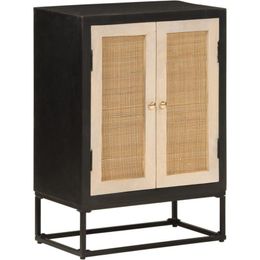 vidaXL - Sideboard Schwarz 55x30x76 cm Massivholz Mango und Eisen