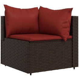 Garten-Ecksofa mit Kissen Braun Poly Rattan vidaXL