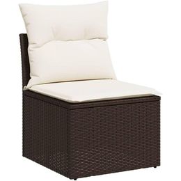 Gartensofa ohne Armlehnen mit Kissen Braun Poly Rattan vidaXL