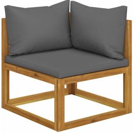 vidaXL - Modular-Ecksofa mit Dunkelgrauen Kissen Akazie Massivholz