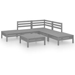 vidaXL - 6-tlg. Garten-Lounge-Set Massivholz Kiefer Grau