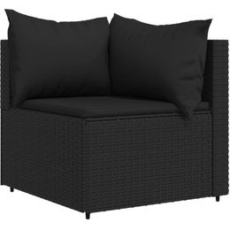 Garten-Ecksofa mit Kissen Schwarz Poly Rattan vidaXL