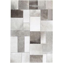 Beliani Teppich Leder Taupe Patchwork 160 x 230 cm Elegant Wohnzimmer