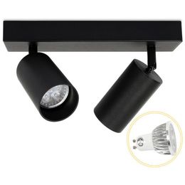 HENGDA TolleTour Deckenstrahler led Einbaustrahler GU10 4w Spots drehbar schwenkbar schwarz-matt led wechselbar. Warmweiß Doppelkopfstrahler