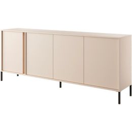 Sideboard dasti 203 4d Kommode mit vier Türen und Metallfüße Beige - Furnix