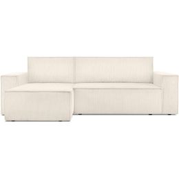 Konsimo - napi Ecksofa Big links/rechts, Schlaffunktion mit Cordbezug, beige