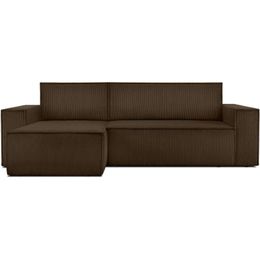 Napi Ecksofa Big links/rechts, Schlaffunktion mit Cordbezug, choco - Konsimo