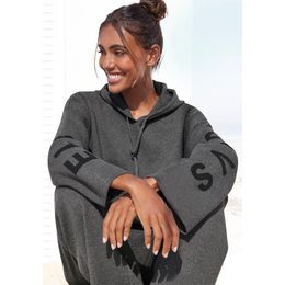 ELBSAND Hoodie '- Kapuzenshirt - Strickpullover' Anthrazit Gr. 32/34 für Damen. Mit Logoschriftzug, Logostickerei. Lässig Geschnitten. Nachhaltig.