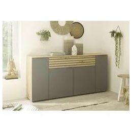 HBZ-MEBLE Sideboard HBZ "BZ 5110 Wohnzimmerschrank, BxHxT 177x85x37 cm" Sideboards Gr. B/H/T: 177cm x 85cm x 37cm,, grau (artisan eiche/grau abs. artisan mit grauen streifen) Wohnzimmerschrank 4 Türen, 1 Schubkasten, Einlegeböden