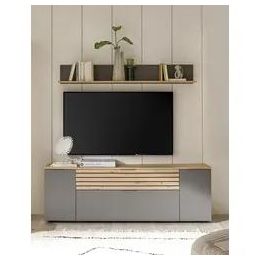 HBZ-MEBLE Lowboard HBZ "BZ 5110 TV bis zu 70 Zoll geeignet, BxHxT 177x175x37 cm" Sideboards Gr. B/H/T: 177cm x 175cm x 37cm,, grau (artisan eiche/grau abs. artisan mit grauen streifen) Mit 2 Türen, 1 Klappe, Schubkasten, Einlegeböden verstellbar