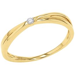 Fingerring Amor "2037423/-24/-25/-26/-27" Fingerringe Gr. 52, Gelbgold 375, 1,2mm, goldfarben (gelbgoldfarben, kristallweiß, kristallweiß) Damen mit Zirkonia (synth.)