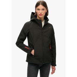 Outdoorjacke Superdry "HOODED CLASSIC TREKKER JKT", Damen, Gr. M, schwarz, Web, Obermaterial: 95% Polyester, 5% Elasthan, unifarben, casual, slim fit, Langarm, Jacken