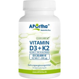 Vitamin D3 20.000 Ie+k2 200 Ug mit Quinoapulver 120 ST