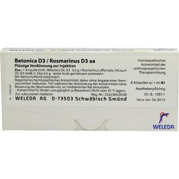 Weleda Betonica D 3/ Rosmarin D 3 8 ML