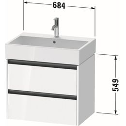 Duravit Ketho.2 Waschtischunterbau wandhängend Betongrau Matt 684x460x549 mm - K25276007070000 K25276007070000