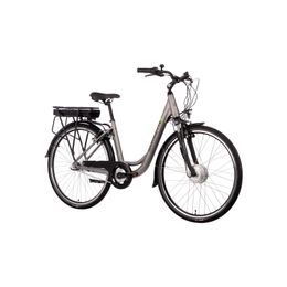 SAXONETTE Advanced Sport E-Bike Wave 7 Gang Kettenschaltung Federgabel silberr m...