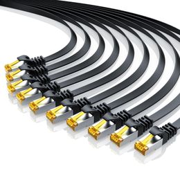 PRIMEWIRE 10x LAN-Kabel CAT.7, RJ-45 (Ethernet), CAT 7 Flachband U/FTP Gigabit Netzwerkkabel 10 Gbit/s Patchkabel - 0,25m