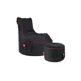 Gaming Sitzsack Bundle Classic - Fabric Crimson Thunder (Schwarz/Rot)