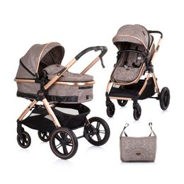 Chipolino Kinderwagen 2 in 1 Aspen Wickeltasche Moskitonetz Schwenkräder Korb beige