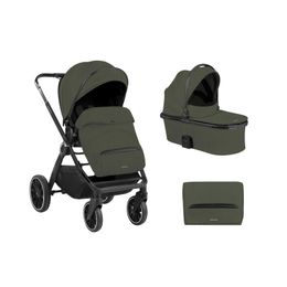 Kikkaboo Kinderwagen Tiffany 2 in 1 Babywanne, Sportsitz, Wickeltasche, PU-Räder dunkelgrün