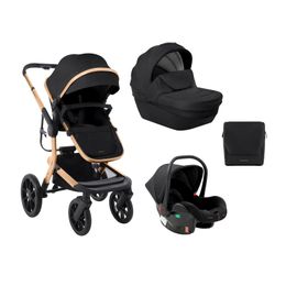 Kikkaboo Kombikinderwagen Irene 3 in 1 Babywanne Autositz Adapter Wickeltasche schwarz uni