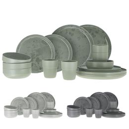 Travellife Melamin Geschirr Set Palma Camping Reise Keramik Optik 16 teilig Farbe: Dark Grey