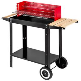 TecTake® Grillwagen, mit 2 Rädern, großer Rost und Warmhaltekorb, 86 x 34 x 80 cm