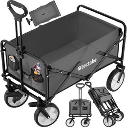 TecTake® Bollerwagen, faltbar, abnehmbarer Stoffeinsatz mit 2 Netztaschen, inklusive Tragetasche, Belastbarkeit 80 kg