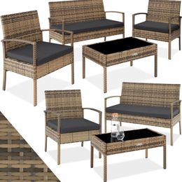 TecTake® Rattan Sitzgruppe, für 4 Personen, UV-beständig, schlanke Gestelle