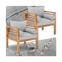 TecTake® Garten-Loungesessel, mit lasiertem Holzgestell, Dicke der Sitzpolster 12 cm, bodenschonende Kunststoffkappen, 72 x 63 x 64,5 cm