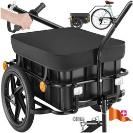 TecTake® Fahrradanhänger, 2 in 1 multifunktional, luftgefüllte Profilreifen mit Kugellager, Belastbarkeit 50 kg, 70 Liter, ca. 148 x 64 x 81 cm