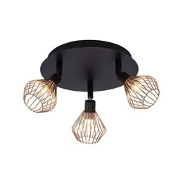 Brilliant Lampe Dalma Spotrondell 3flg schwarz/kupfer 3x QT14, G9, 33W, geeignet für Stiftsockellampen (nicht enthalten) Köpfe schwenkbar