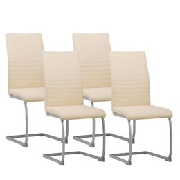 ALBATROS Freischwinger Stühle 4er Set MURANO, Beige - Esszimmerstuhl Schwingstuhl mit modernem Design, Kunstleder-Bezug, dicke Polsterung, Küchenstuhl, Polsterstuhl, Stuhl Esszimmer Esstisch