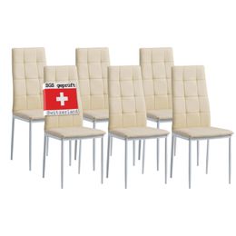 ALBATROS Esszimmerstühle RIMINI 4er Set, Beige - Edles Italienisches Design, Polsterstuhl Kunstleder-Bezug, Modern und Stilvoll am Esstisch - Küchenstuhl, Stuhl Esszimmer hohe Belastbarkeit