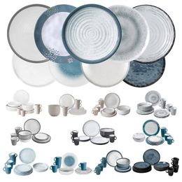 Brunner Melamin Ess Geschirr Set Lunch Box 16-teilig Camping Reise Teller Becher Variante: Stonetouch Pearl