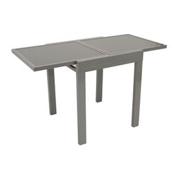 DEGAMO Balkon-Ausziehtisch AMALFI 65/130x65cm, Aluminium silbergrau + Glas grau