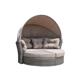 DEGAMO Relaxinsel MARBELLA, Alu + Polyrattan grau bicolor, Polster taupe