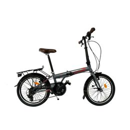 20 Zoll Alu Faltrad Klapprad Shimano 7-Gang-Schaltung Klappfahrrad Grau-Rot