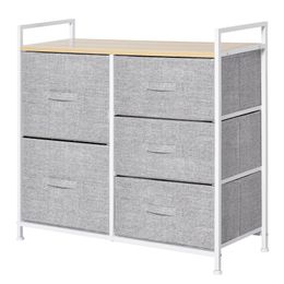 HOMCOM Stoffkommode mit 5 Stoffschubladen grau 83 x 29 x 77 cm (BxTxH)