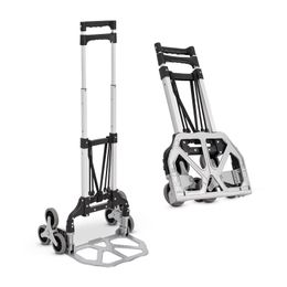 Juskys Treppensackkarre klappbar & bis 80 kg - Alu Mini Sackkarre für Treppen - Handschuhe & Seile