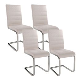 Juskys Freischwinger Schwingstuhl Vegas 4er Set mit Metall-Gestell & Bezug aus Cord in Beige