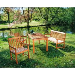 Merxx Tischgruppe Santos 4-tlg., mit 2 Sesseln, 2-Sitzer Bank und Tisch 150x90cm