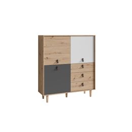 ByLiving Highboard BILL, Breite 120 cm, Artisan Eiche (Eiche-Optik)/anthrazit