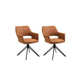 ByLiving Esszimmerstuhl ESTELLE, 2-er Set, Bezug braun, Gestell Metall schwarz