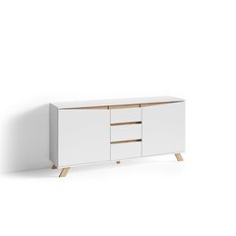 ByLiving Sideboard VALENTIN, Breite 160 cm, weiß/Artisan Eiche (Eiche-Optik)