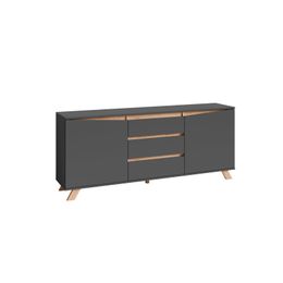 ByLiving Sideboard VALENTIN, Breite 180 cm, anthrazit/Artisan Eiche