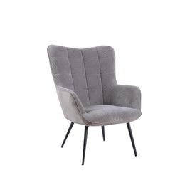 ByLiving Sessel UTA, Cordbezug grau, Gestell Metall schwarz