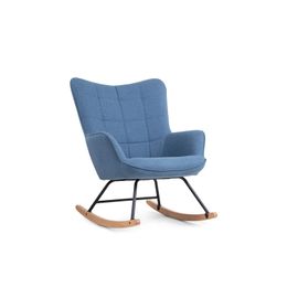 ByLiving Schaukelstuhl RICHIE, Webstoffbezug blau, Gestell Metall schwarz