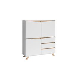 ByLiving Highboard VALENTIN, Breite 120 cm, weiß/Artisan Eiche (Eiche-Optik)